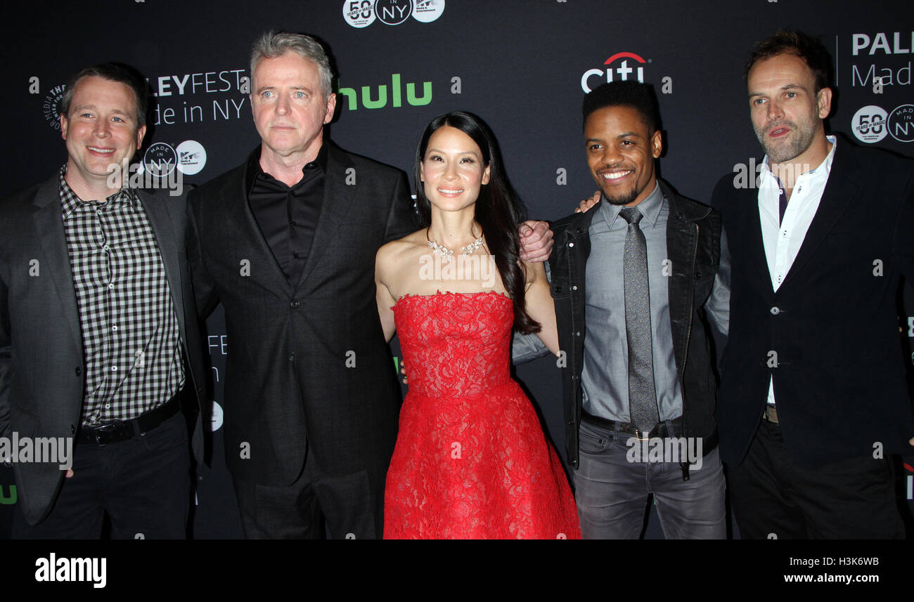 NEW YORK, NY- OCTOBER 08: Rob Doherty, Aidan Quinn, Lucy Liu, Jon Michael Hill, Jonny Lee Miller ...