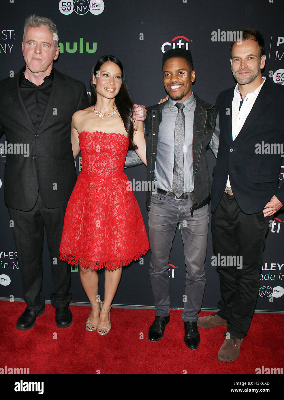 NEW YORK, NY- OCTOBER 08: Aidan Quinn, Lucy Liu, Jon Michael Hill, Jonny Lee Miller at PaleyFest ...