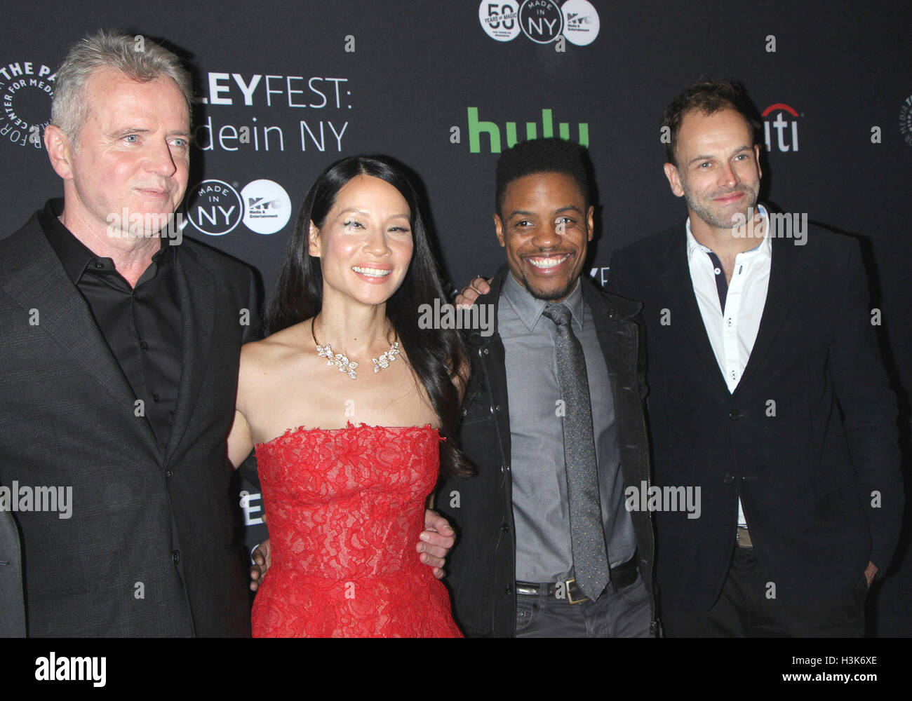 NEW YORK, NY- OCTOBER 08: Aidan Quinn, Lucy Liu, Jon Michael Hill, Jonny Lee Miller at PaleyFest ...