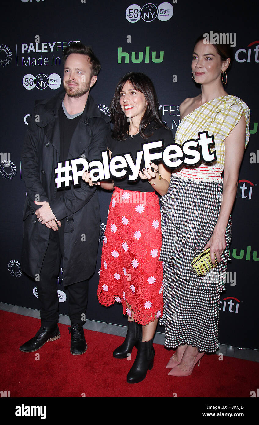 New York, USA. 09th Oct, 2016. Aaron Paul, Jessica Goldberg, Michelle ...