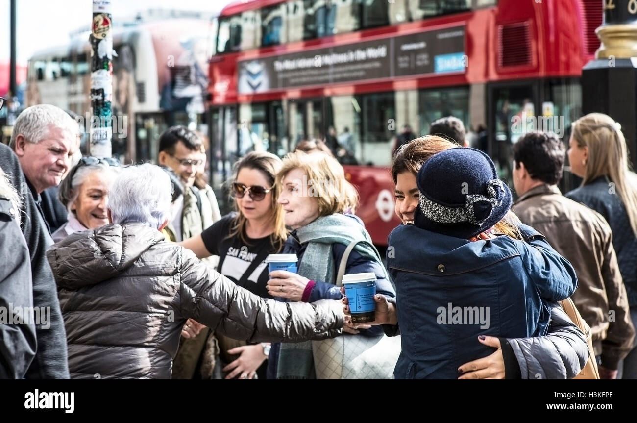 Happy people having fun in London City Stock Photo - Alamy