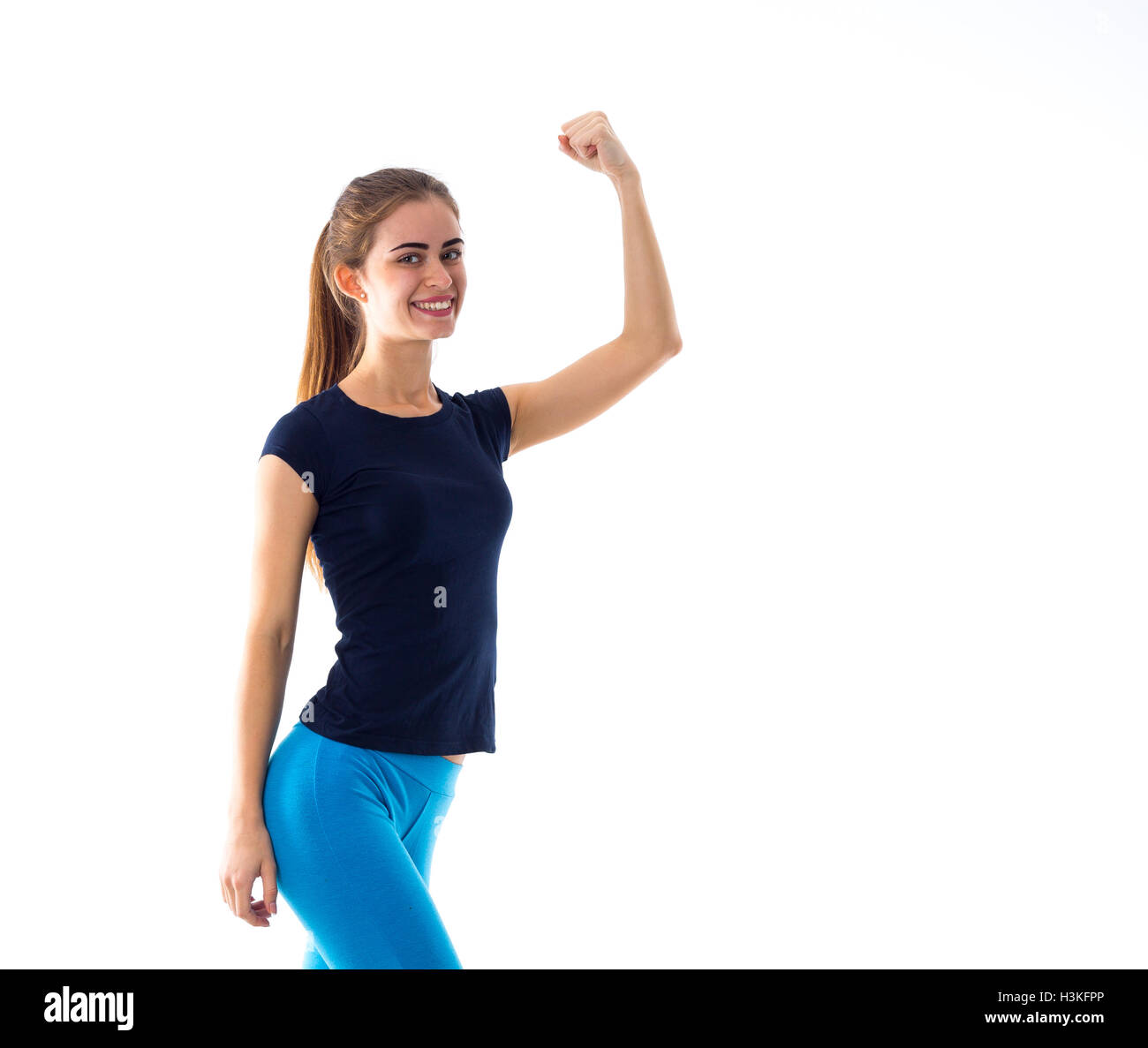 Young female showing hands Cut Out Stock Images & Pictures - Alamy