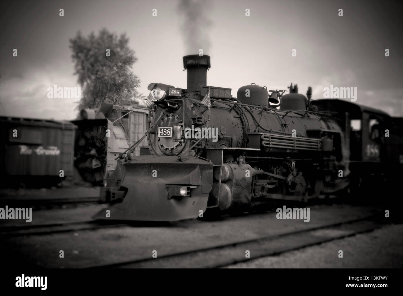 Chama Steam Locomotive train leaving station Stock Photo - Alamy