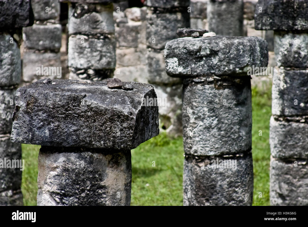 Stone columns at Chichen Itza Stock Photo - Alamy