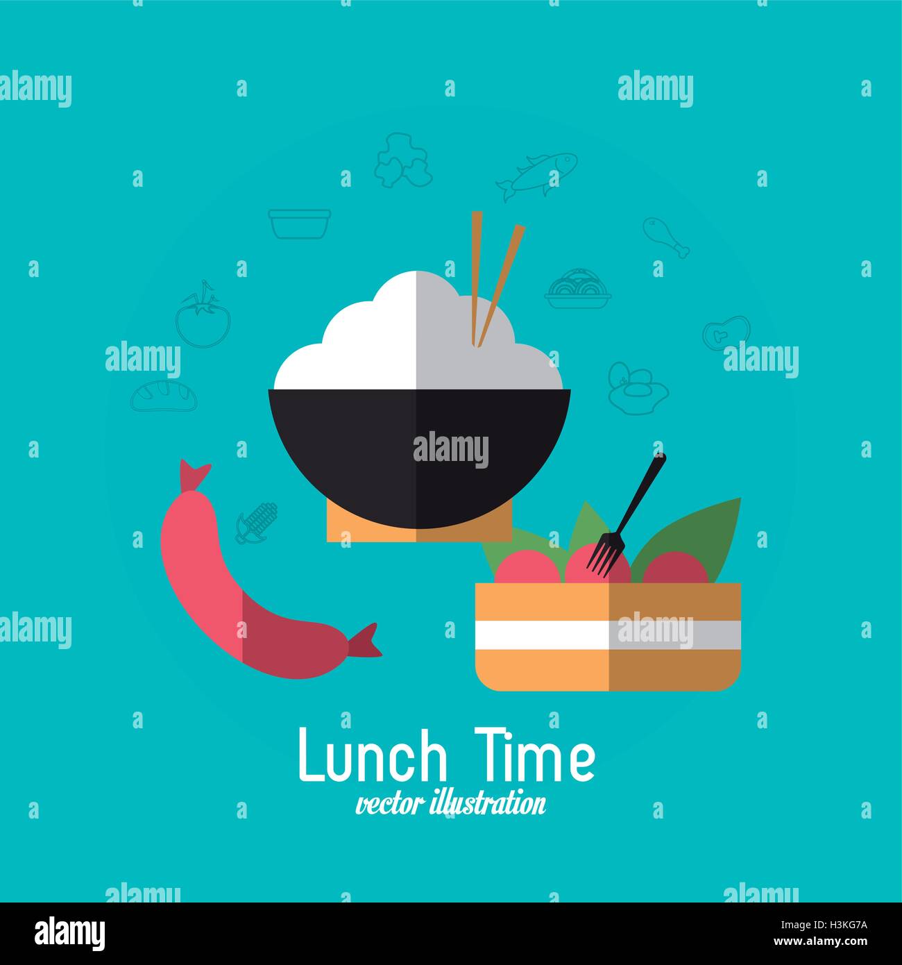 Lunch time design. Menu icon. Flat illustration , editable vector Stock ...
