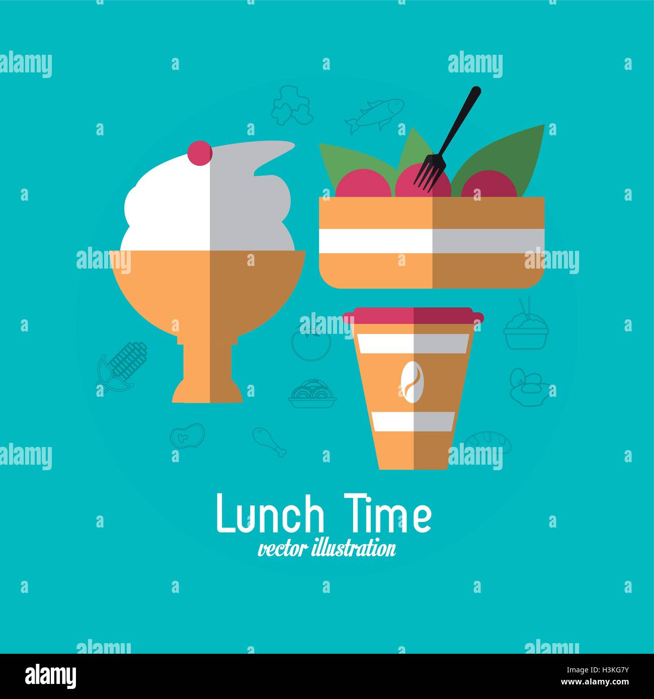 Lunch time design. Menu icon. Flat illustration , editable vector Stock ...