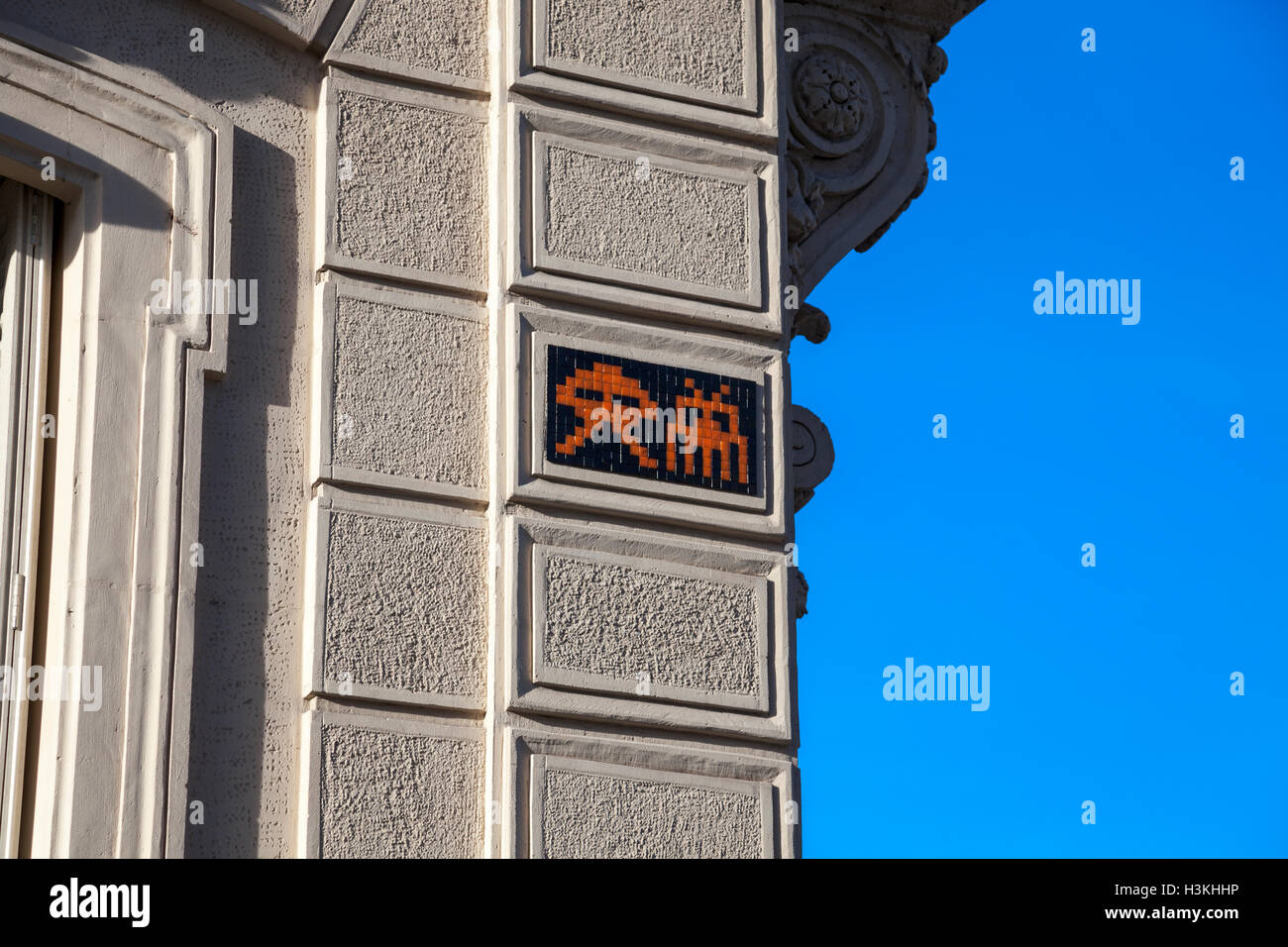 Space Invaders street art by street artist Invader in Paris, France ...