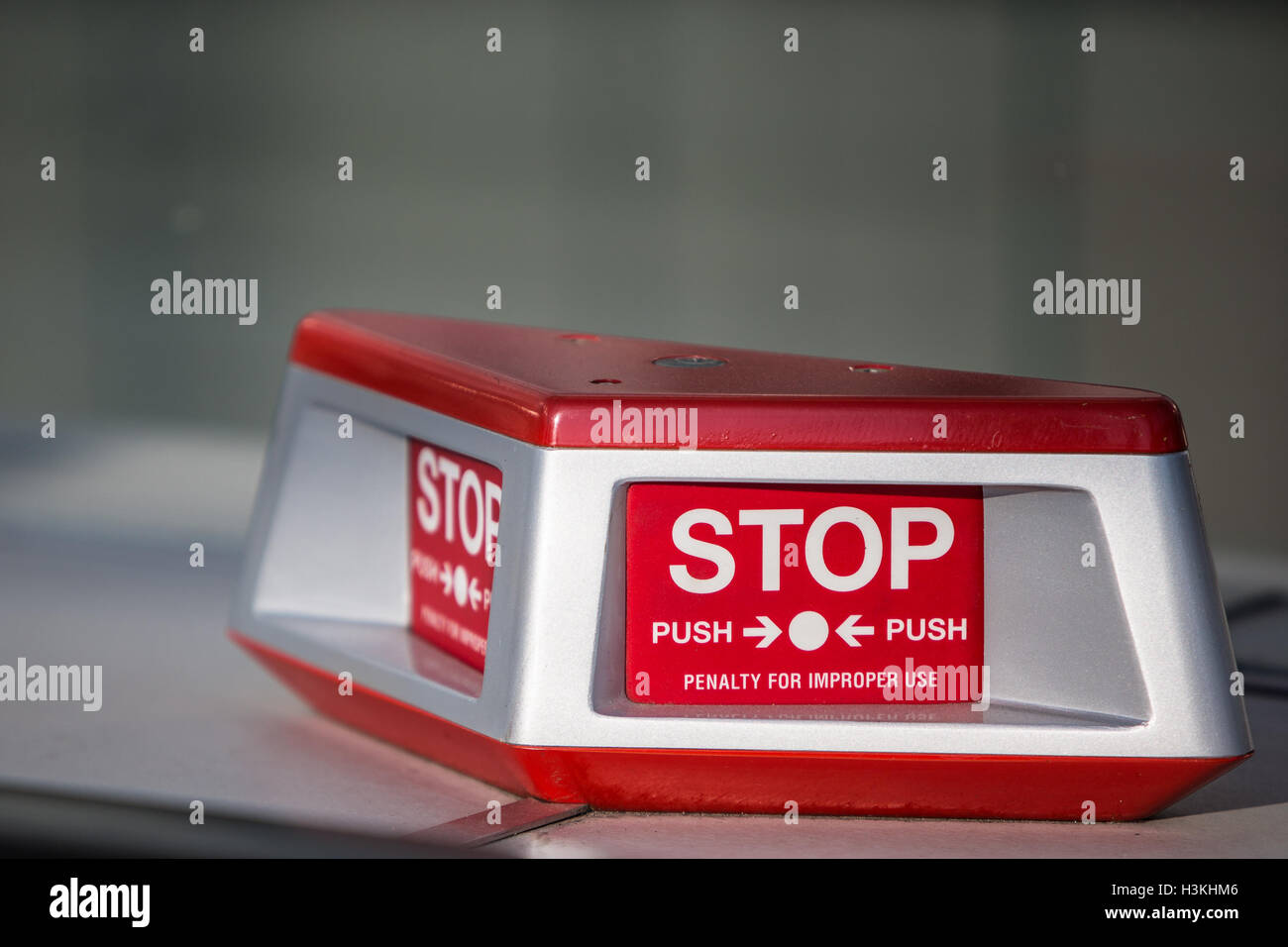 Emergency push to Stop button on the escalator within a London ...