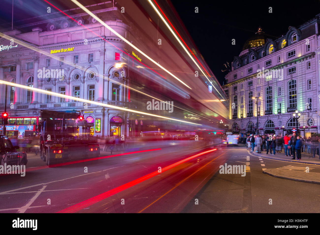 Light Trail Trails at London Piccadilly Circus Stock Photo - Alamy