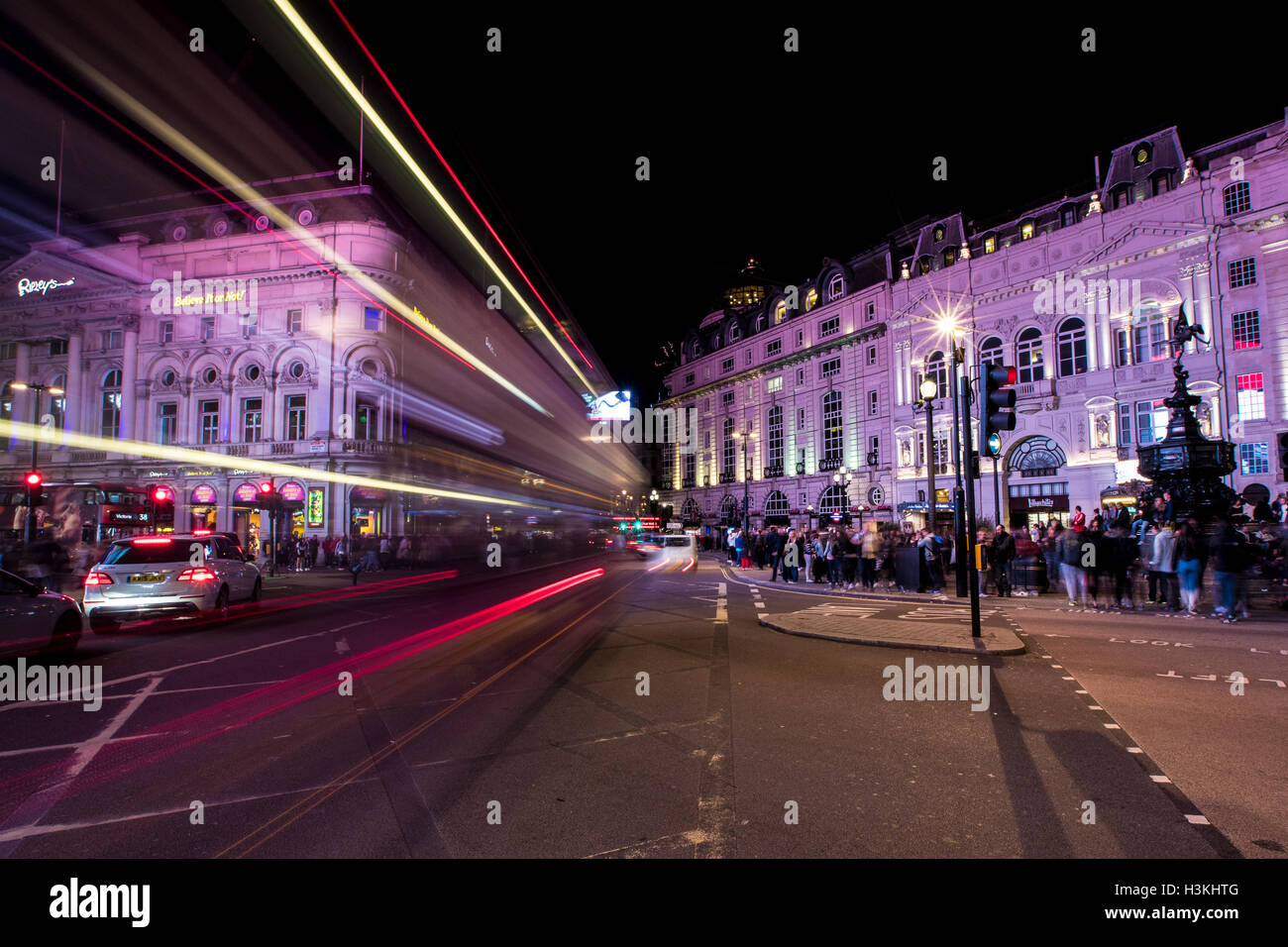 Light Trail Trails at London Piccadilly Circus Stock Photo - Alamy