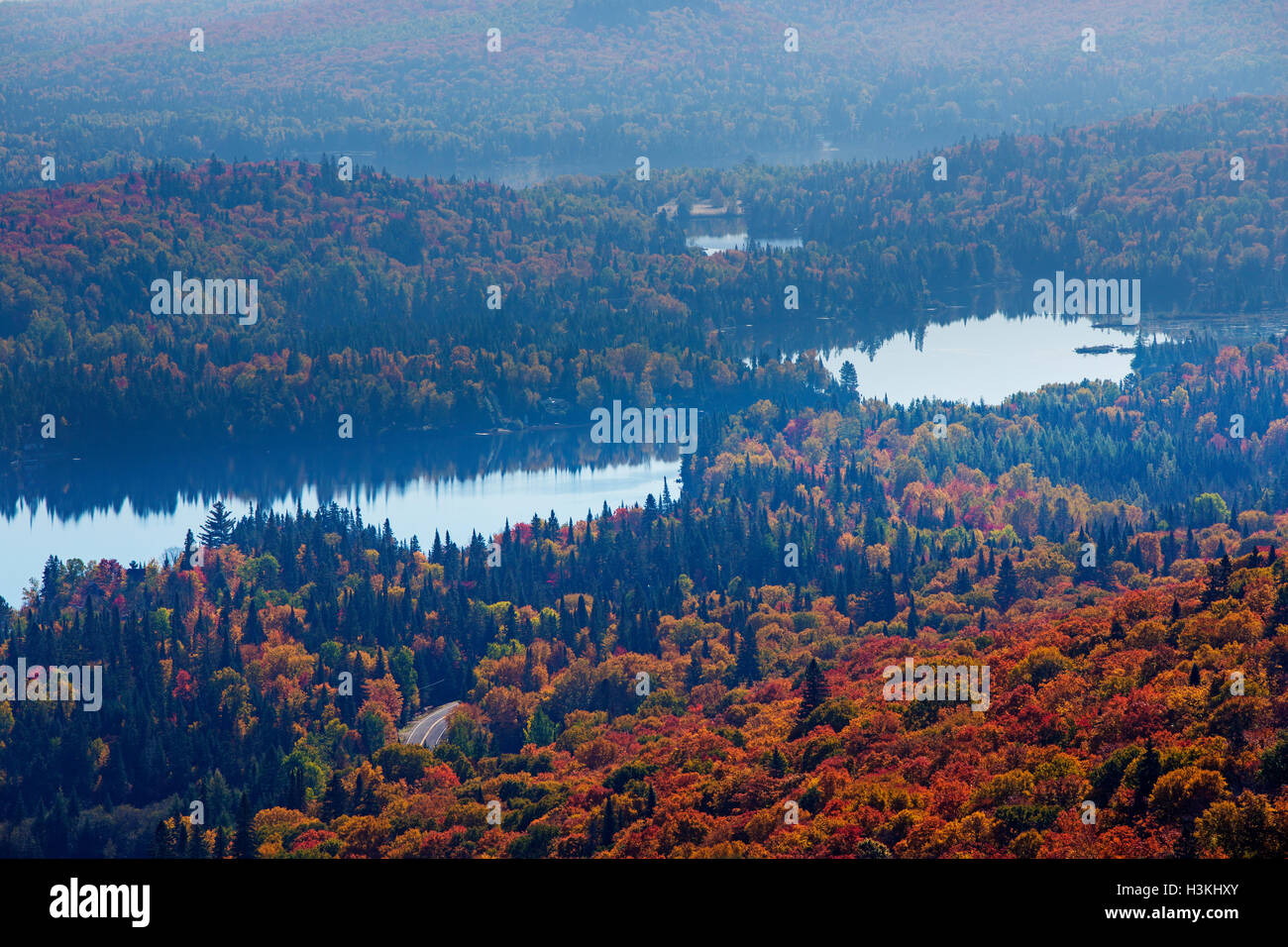 Spectacular, colorful fall landscape in Mont-Tremblant national park ...