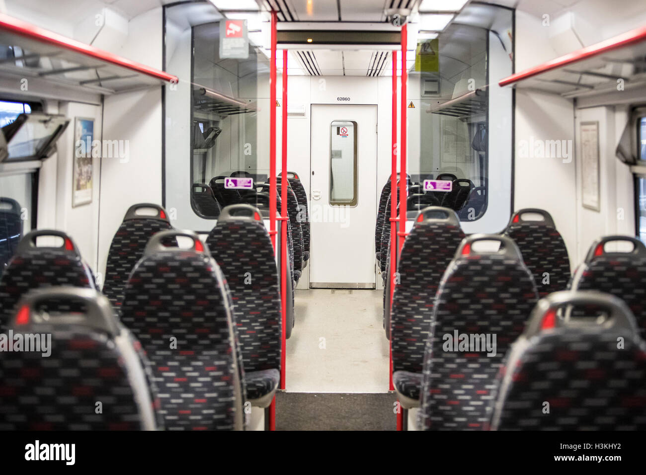 Inside internal view of a railway carriage car without branding Stock ...
