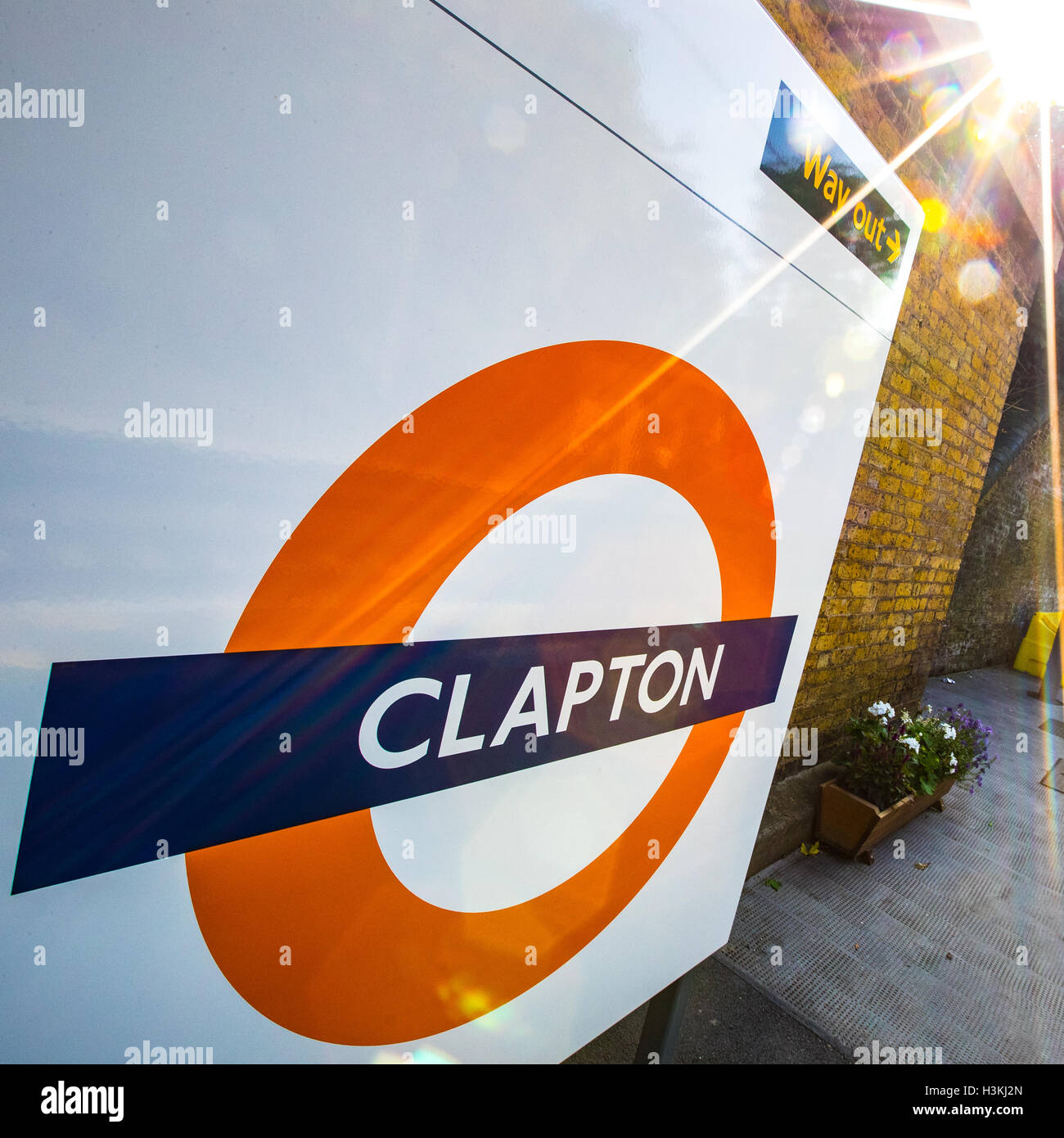 Clapton Station Roundel Sign for London Overground Railway in East ...