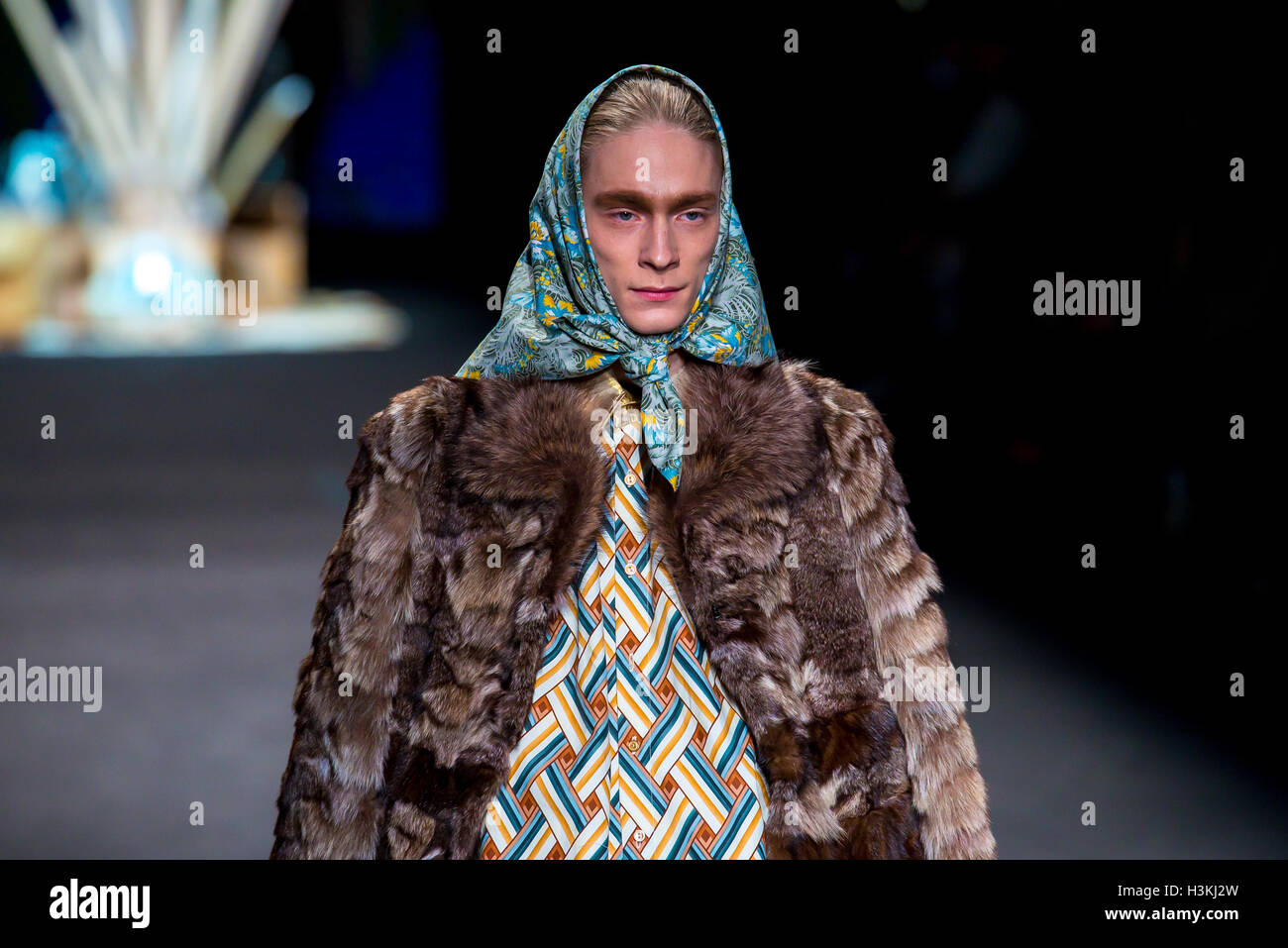 BARCELONA - FEB 4: A model walks the runway for the Manuel Bolano ...