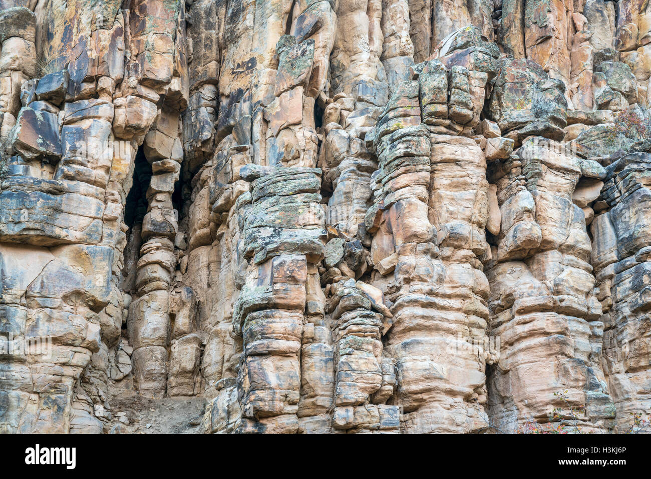 sandstone cliff with columns and pillars, Colorado near State Bridge ...