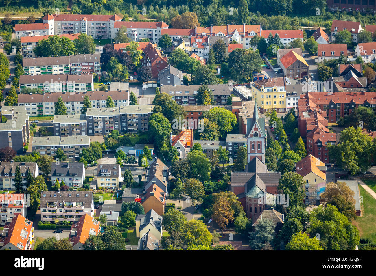 Aerial picture, Dortmund-Dorstfeld, look at field Dorst with Catholic ...