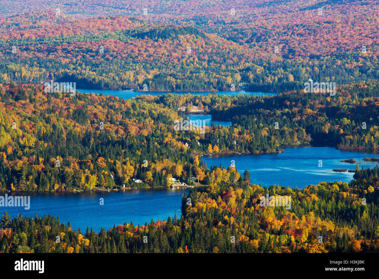 Spectacular, colorful fall landscape in Mont-Tremblant national park ...