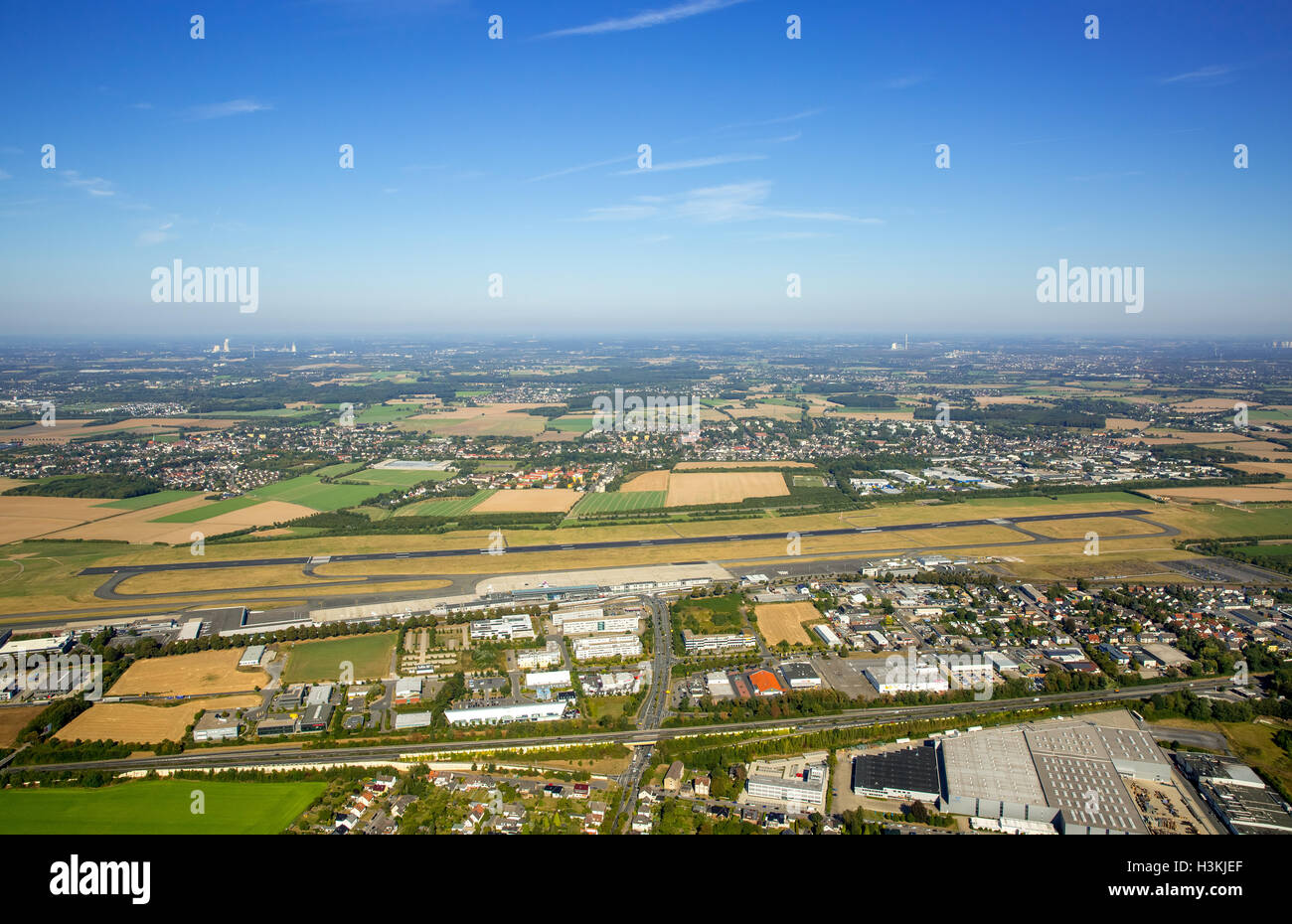 Aerial picture, airport of Dortmund from Holzwickede seen, airport ...