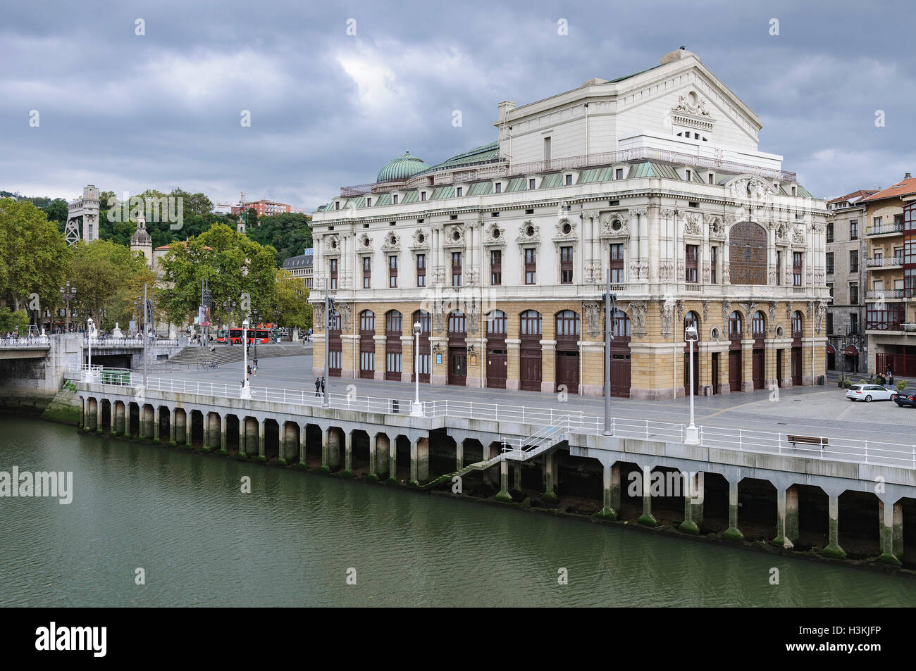 Facade of the Arriaga theater in the city of Bilbao, Pais Vasco, Spain ...