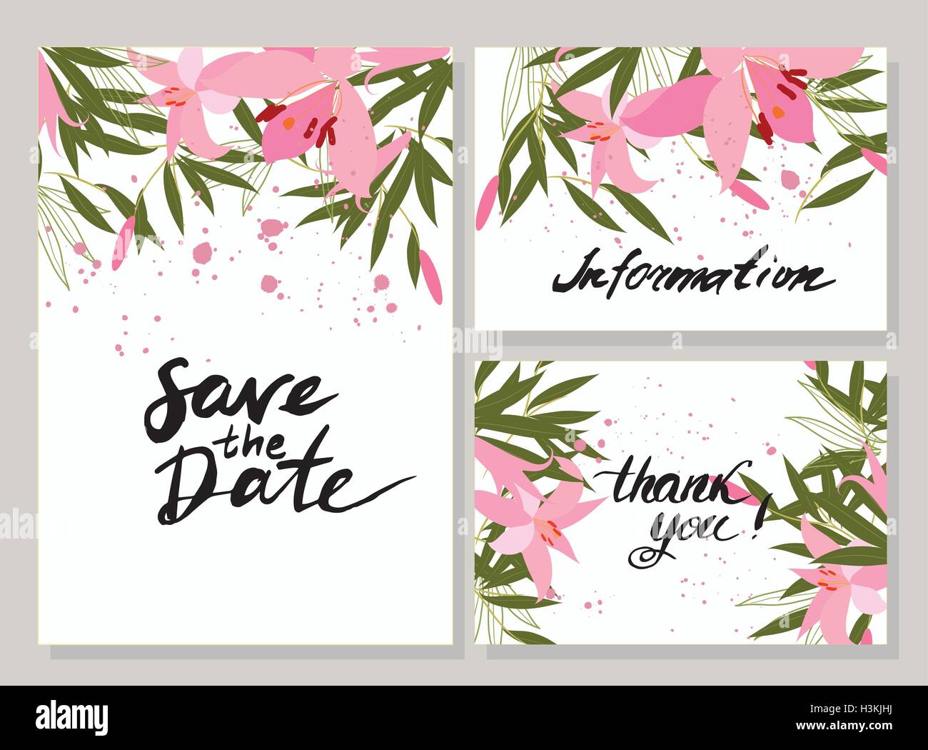Illustration greeting hand-drawn lily floral background Stock Vector ...