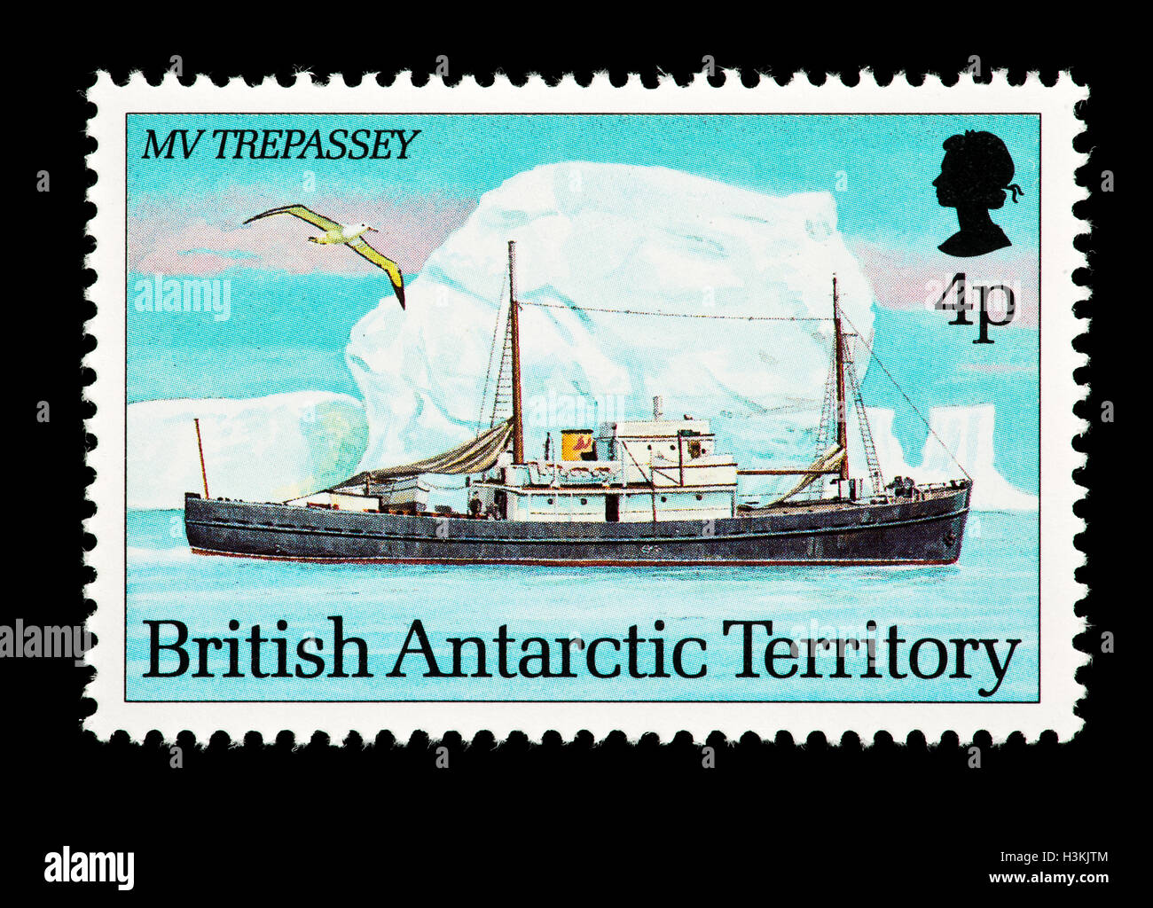 Postage stamp from the British Antarctic Territory depicting the ship ...