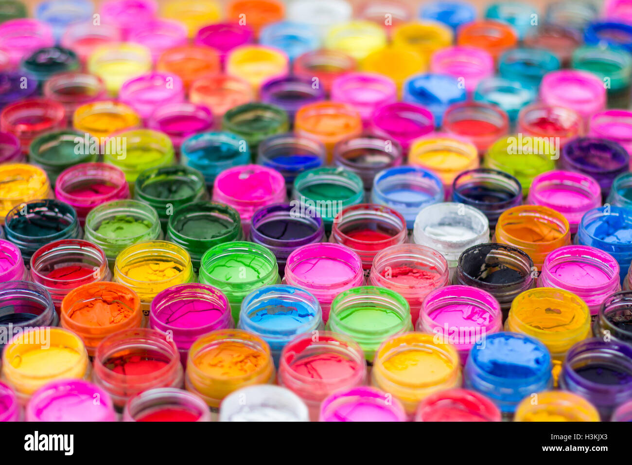 Colorful water color in bottles Stock Photo - Alamy