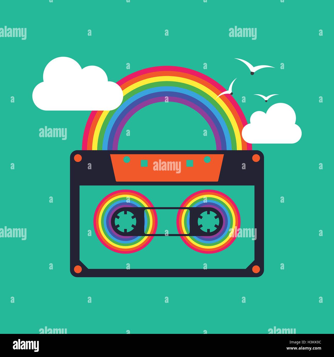 Colorful music rainbow cassette abstract background, music concept ...