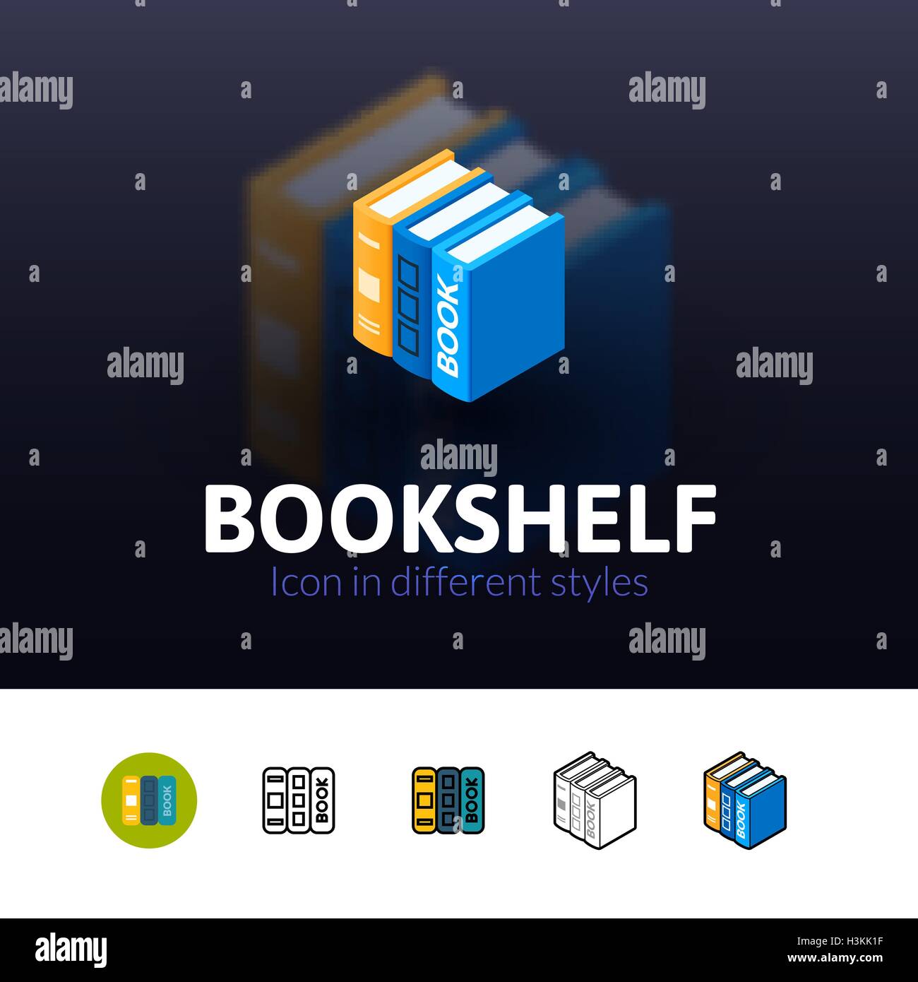 Bookshelf icon in different style Stock Vector Image & Art - Alamy