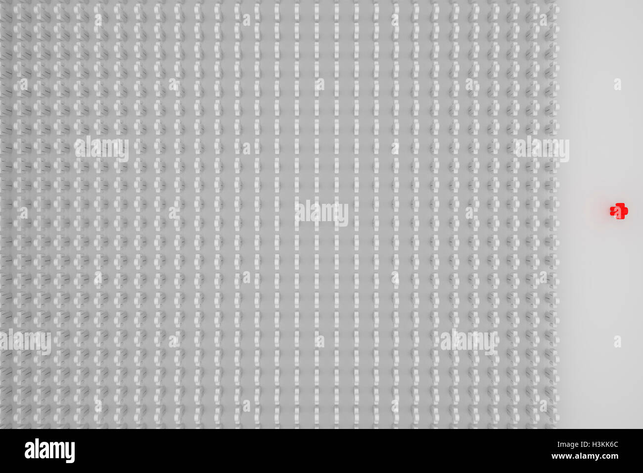 one red man in front of a crowd of plain people, view from above, 3d ...