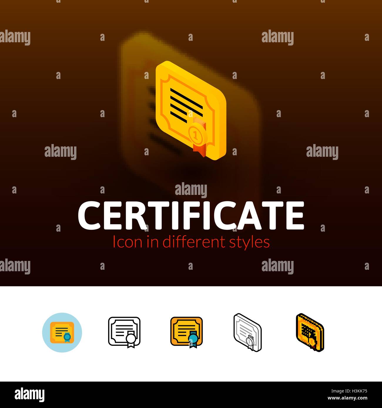 Certificate isometric template achievement hi-res stock photography and ...