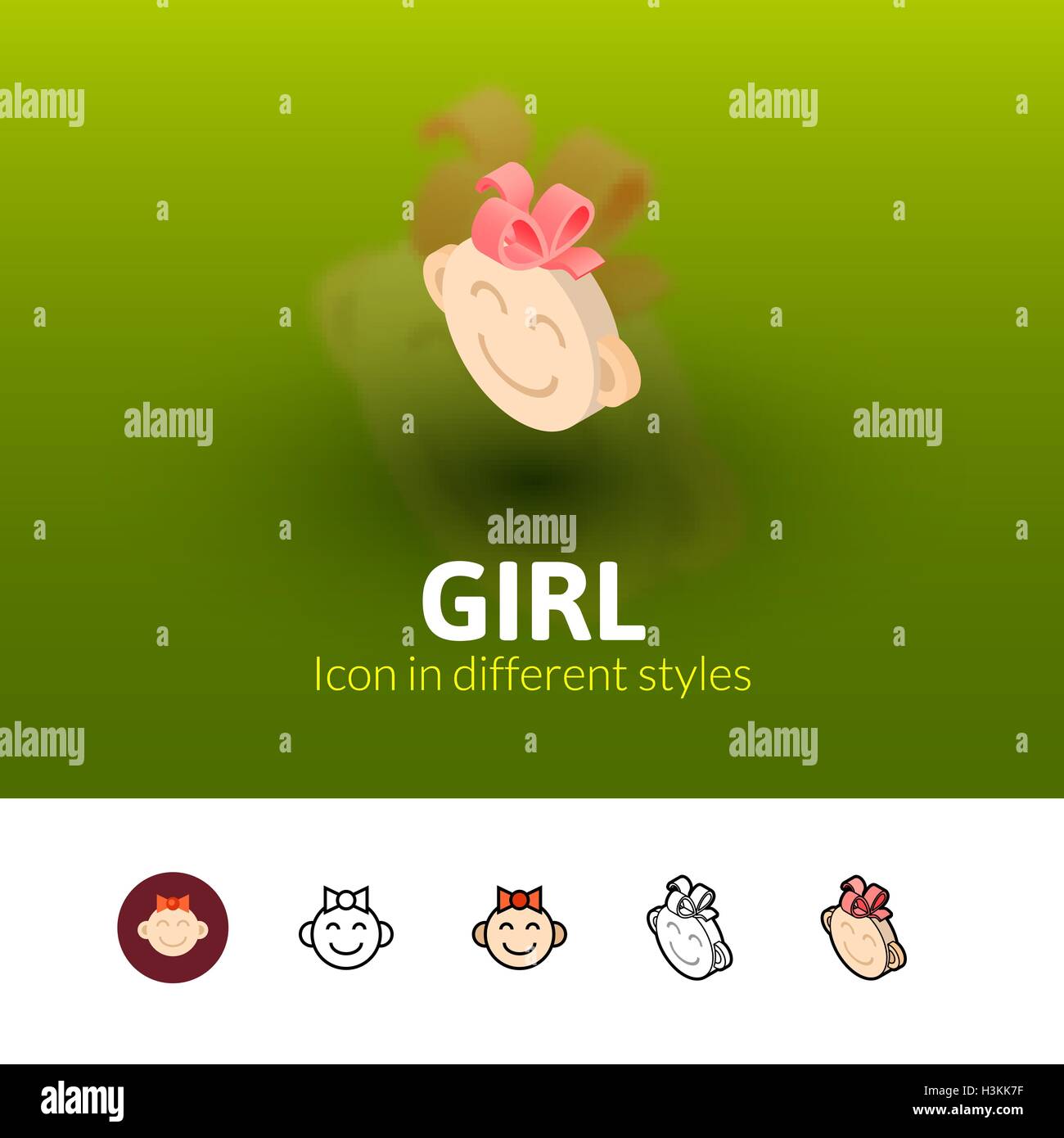Girl icon in different style Stock Vector Image & Art - Alamy