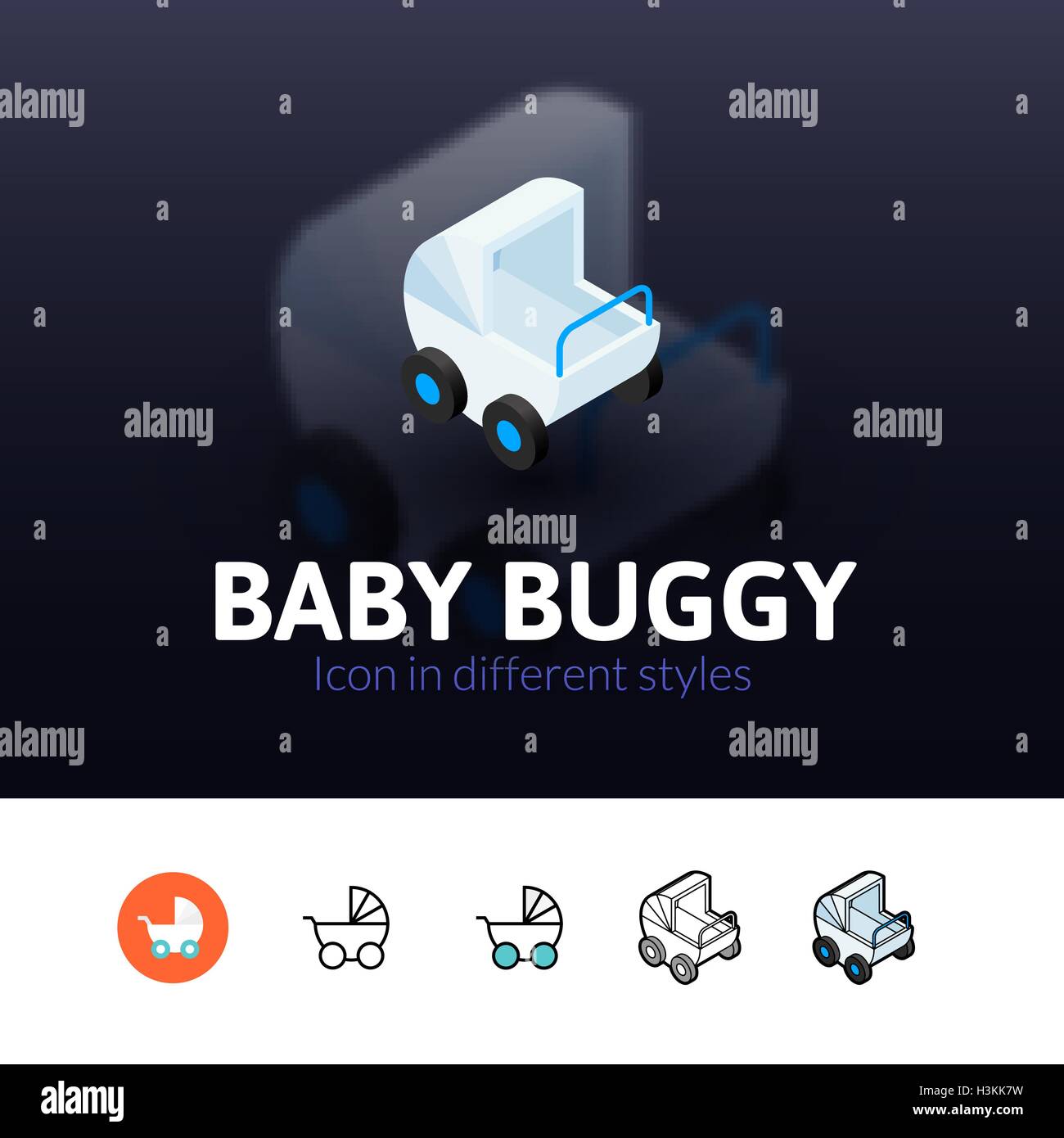 Baby buggy icon in different style Stock Vector Image & Art - Alamy