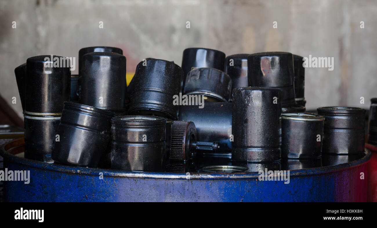 Automobile oil filters background Stock Photo - Alamy