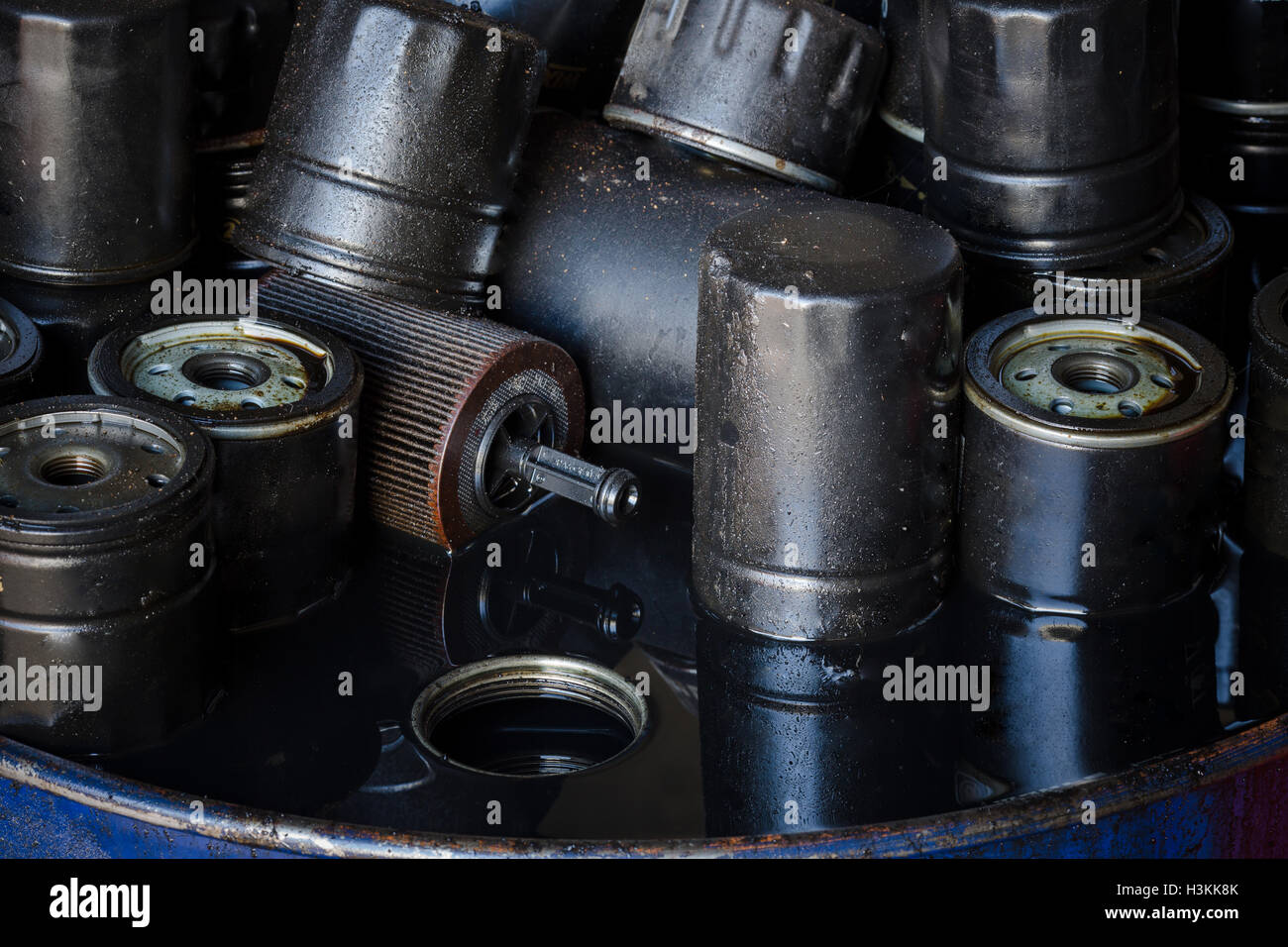 Automobile oil filters background Stock Photo - Alamy