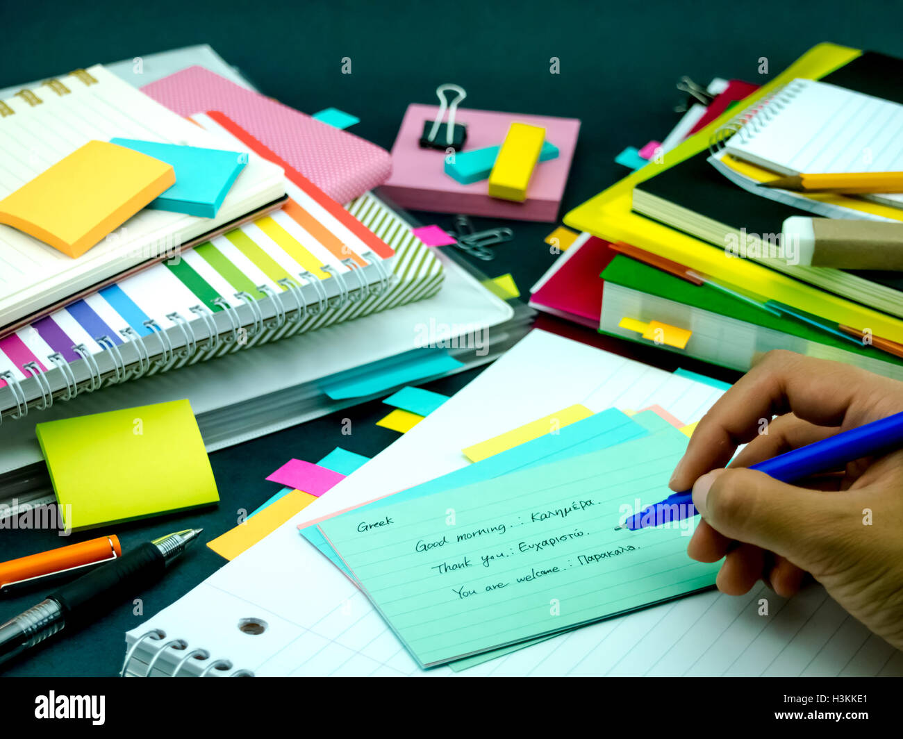 Learning New Language Writing Words Many Times on the Notebook; Greek ...