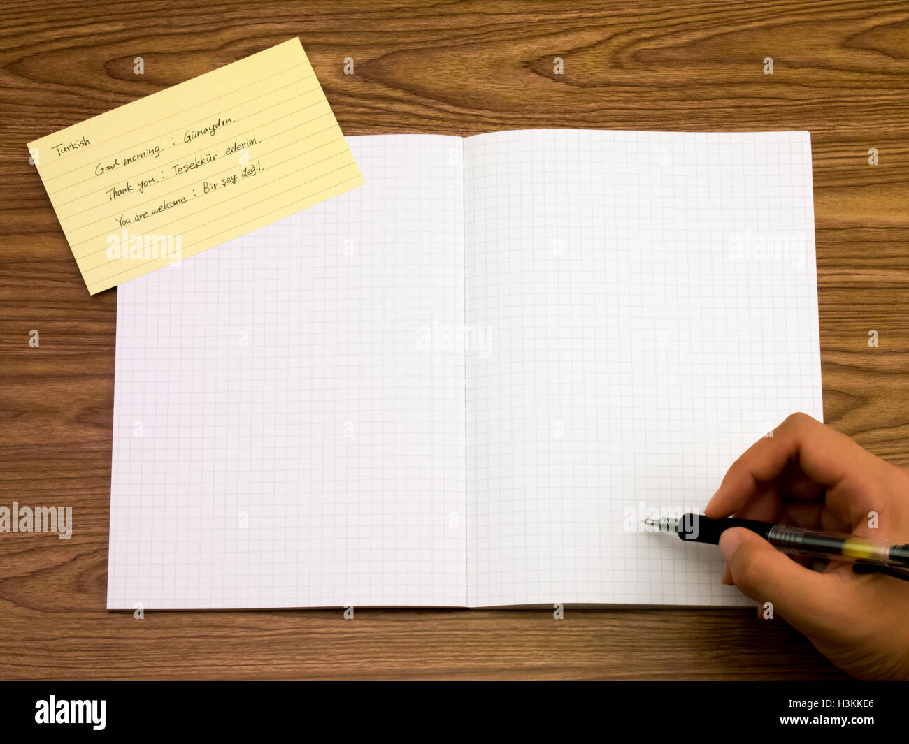 Turkish; Learning New Language Writing Words on the Notebook Stock ...