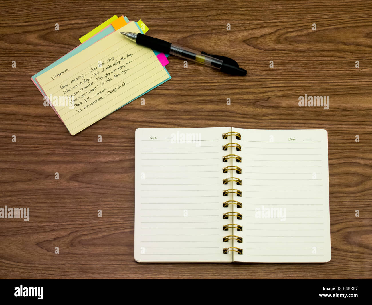 Vietnamese; Learning New Language Writing Words on the Notebook Stock ...