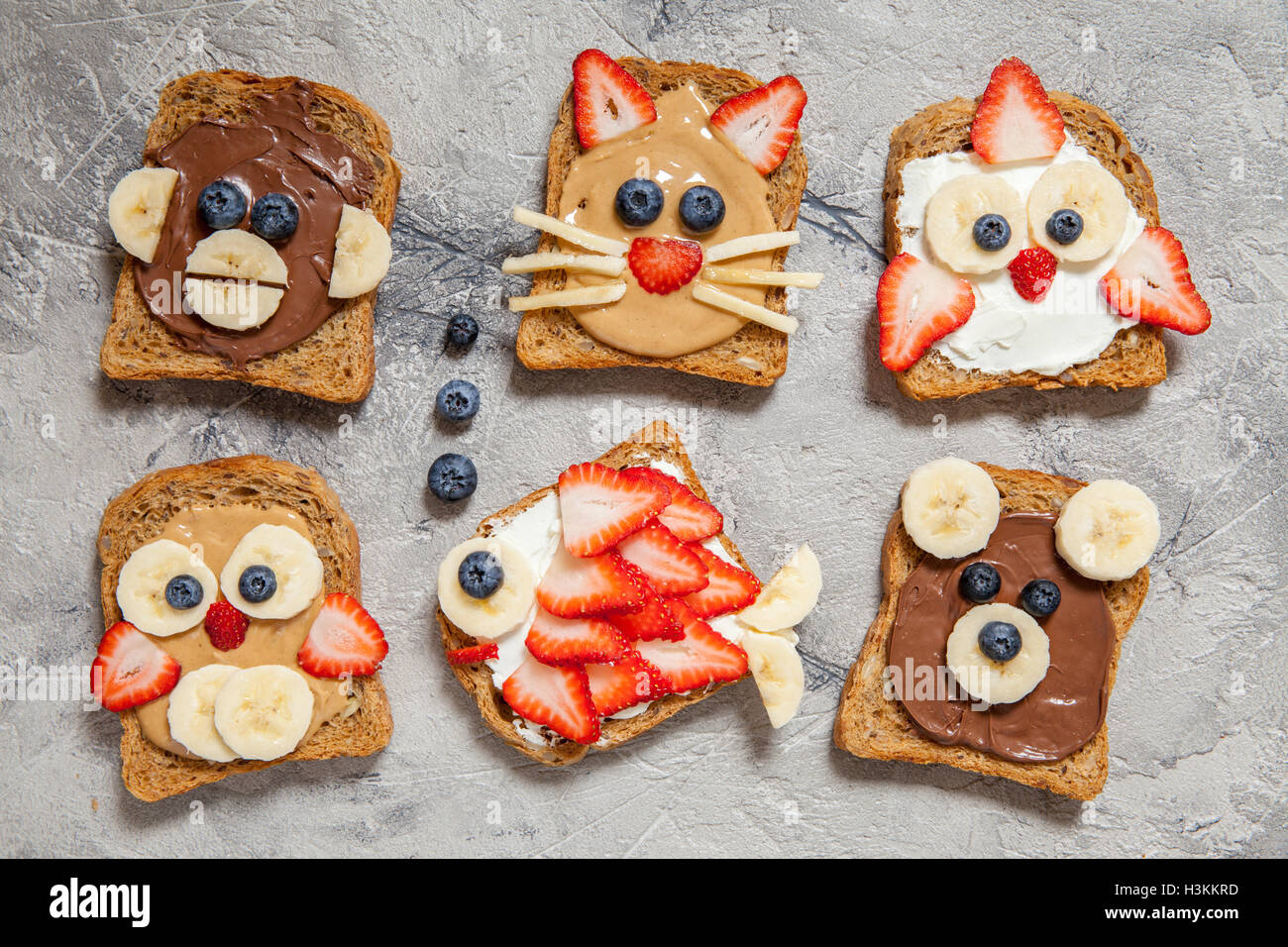 Funny animal faces toasts Stock Photo - Alamy