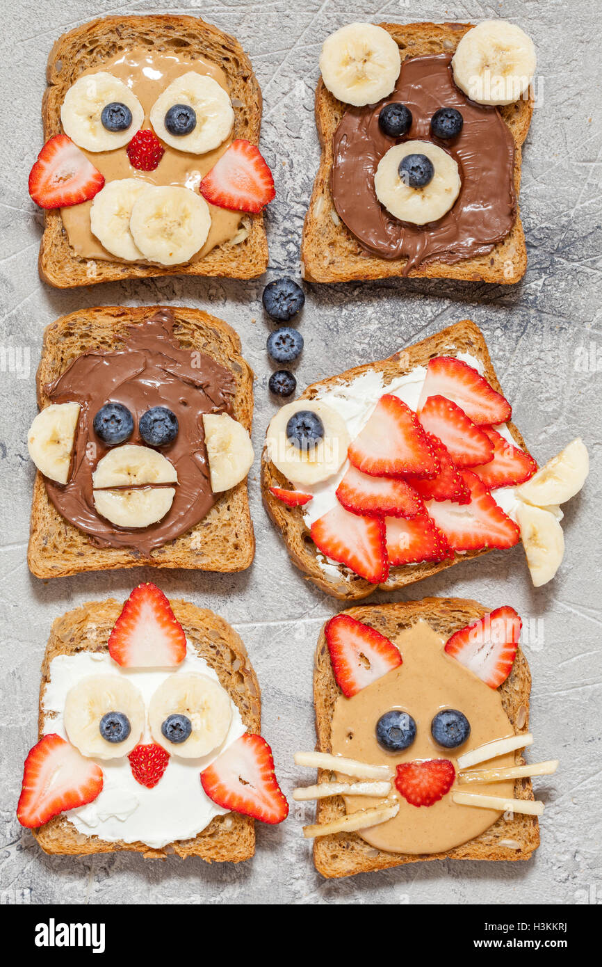 Funny animal faces toasts Stock Photo - Alamy