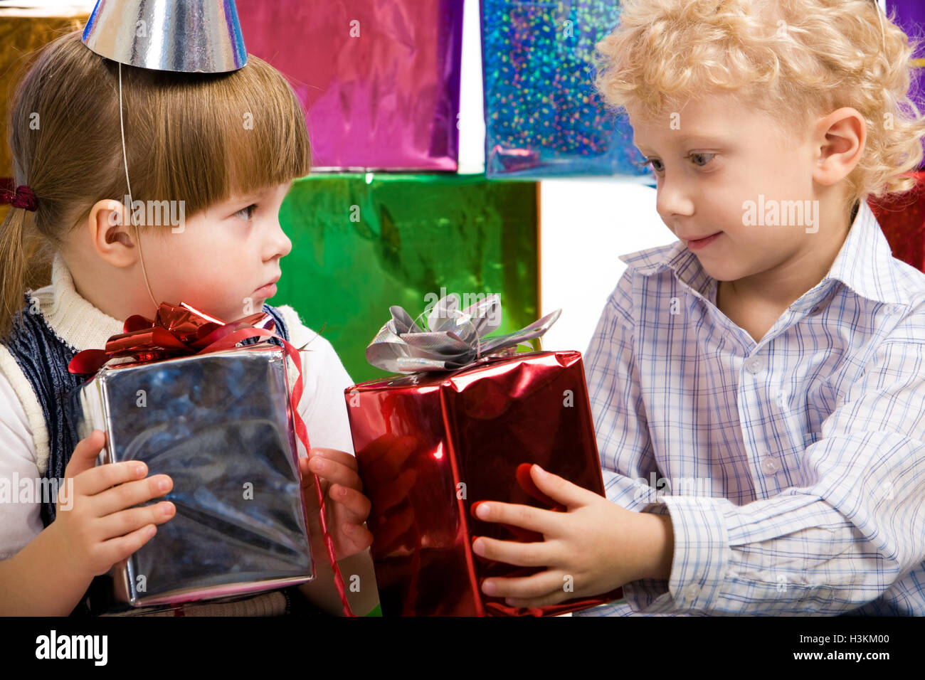 Birthday boy receiving present hi-res stock photography and images - Alamy