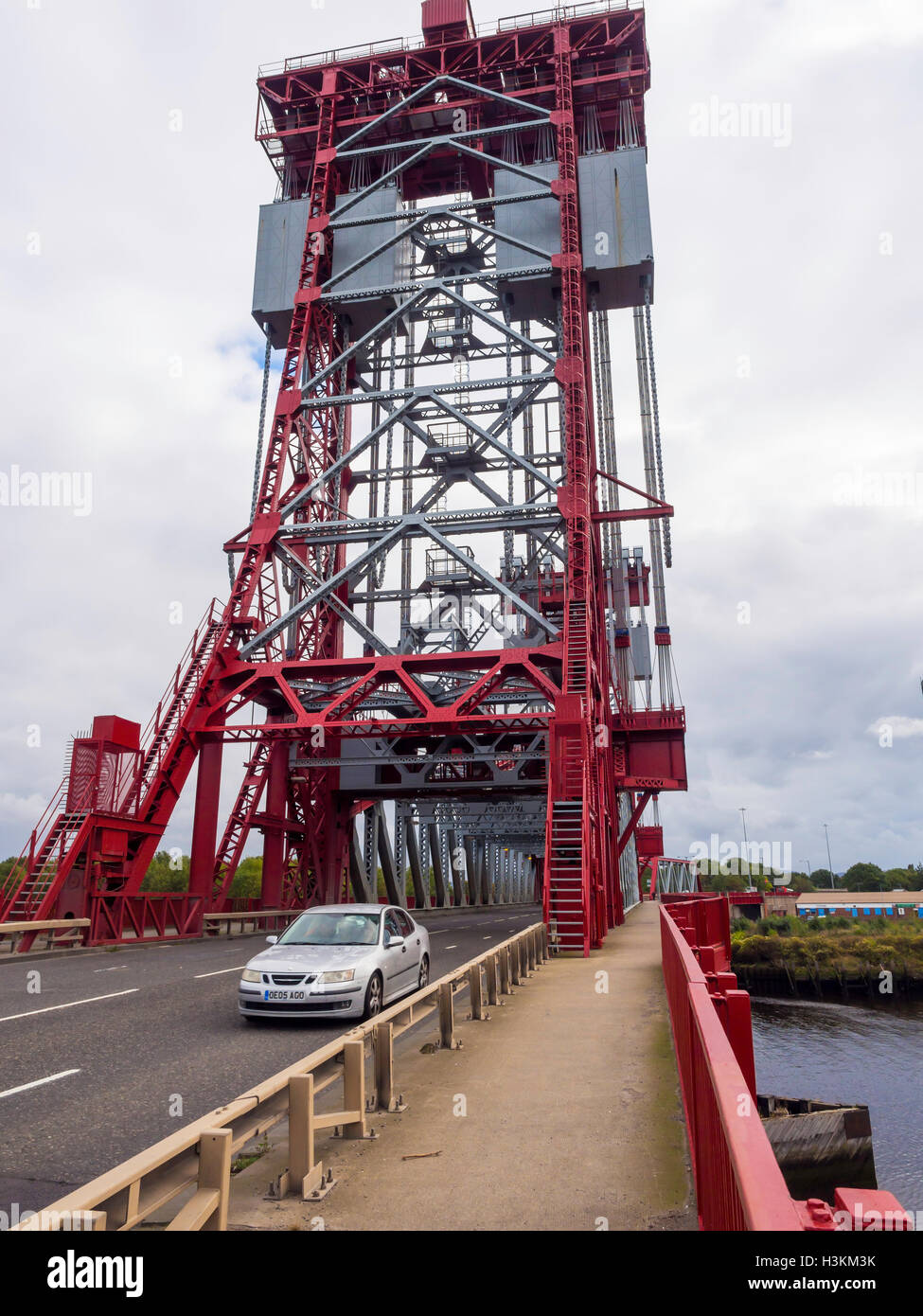 Cars crossing the Newport Bridge over the river Tees Middlesbrough and ...
