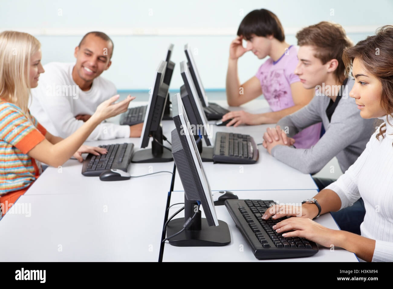 Students at computers Stock Photo - Alamy