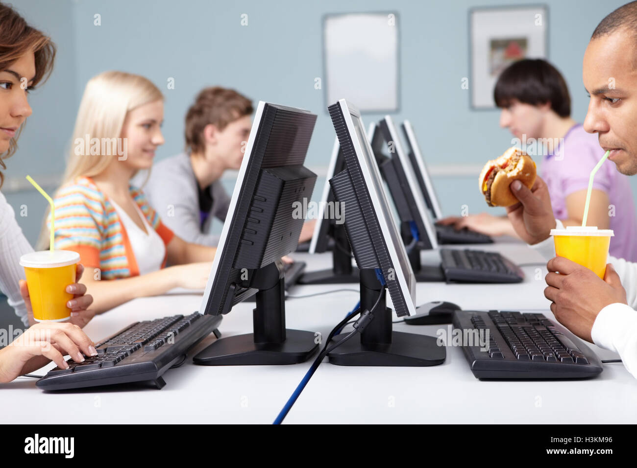 Students in computer room Stock Photo - Alamy