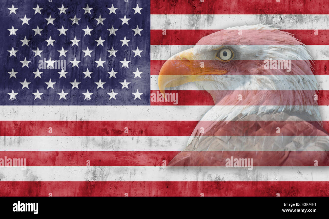 American flag with patriotic symbols of the United States of America ...