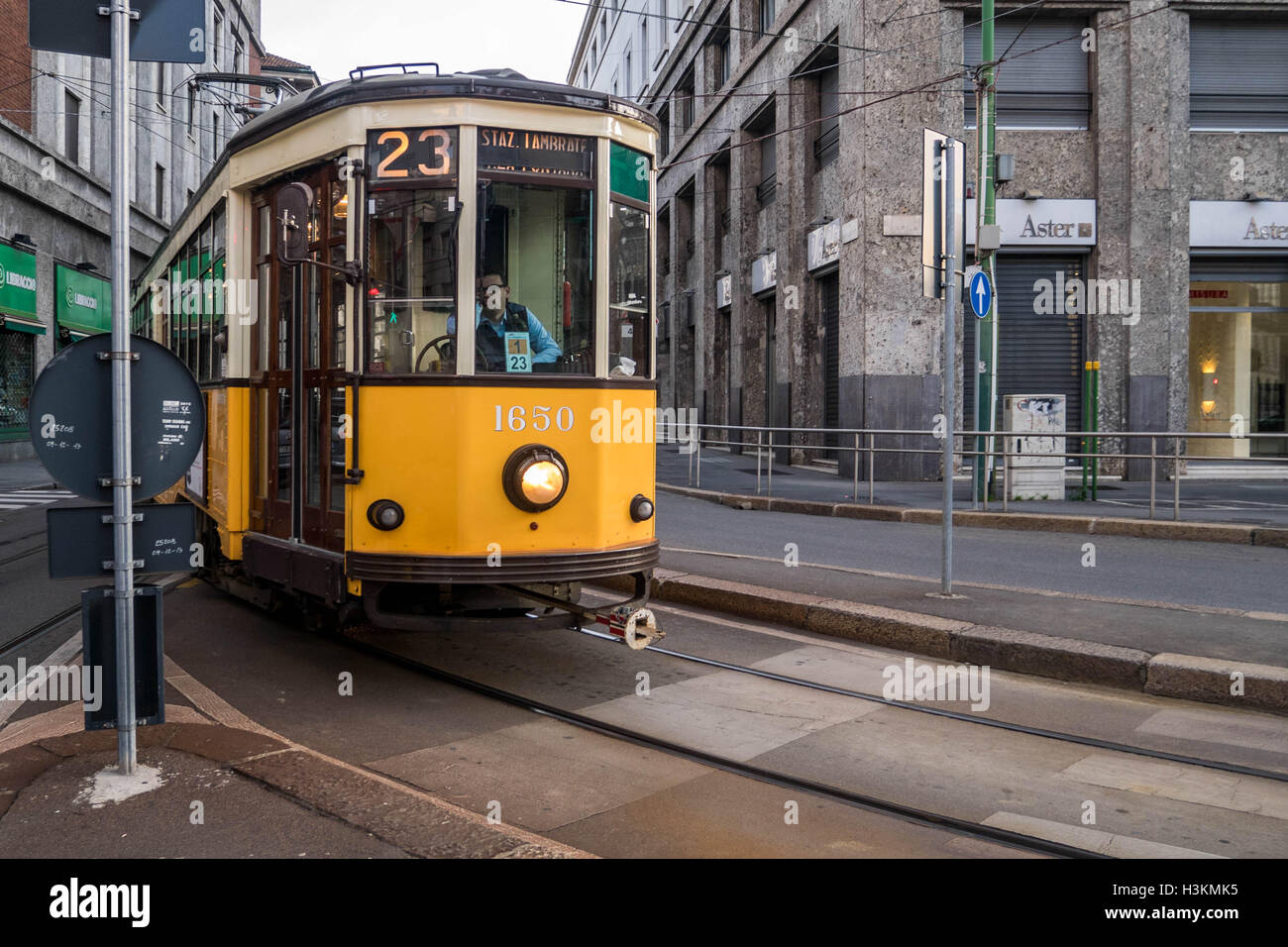 Public transportation in Milan Italy tram or walk captured early in the ...
