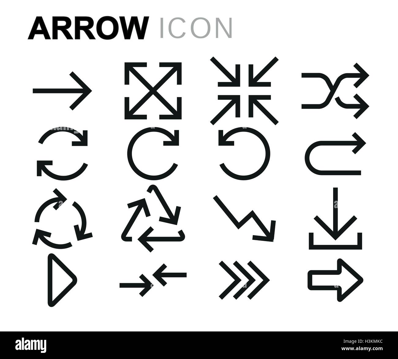 Vector black line arrow icons set on white background Stock Vector ...
