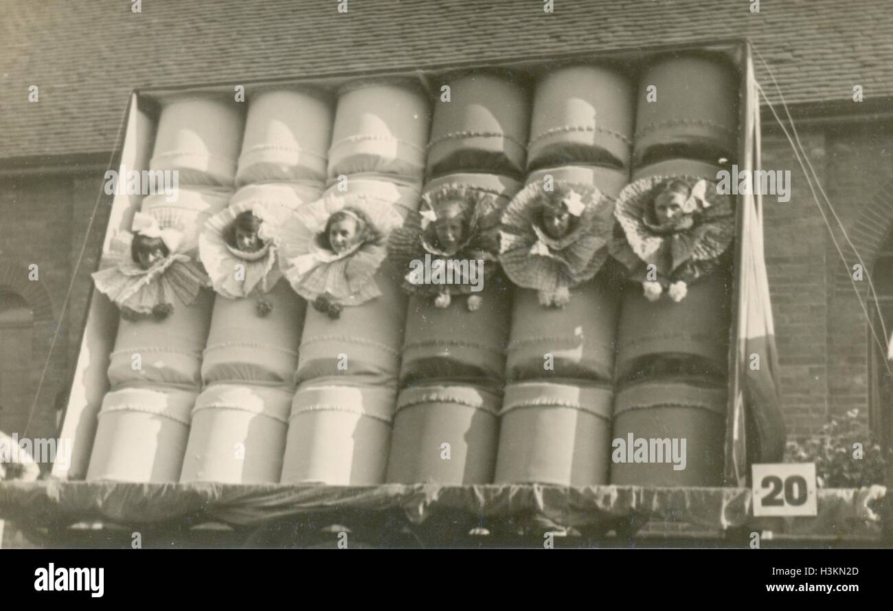 Children dressed as crackers on a carnival float Stock Photo - Alamy