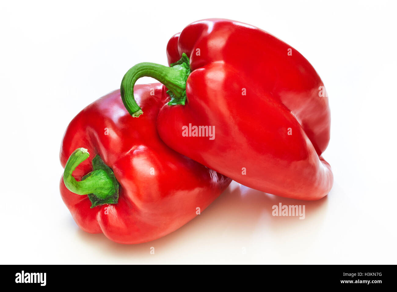 Sweet red peppers isolated on white background, type of pepper known as ...