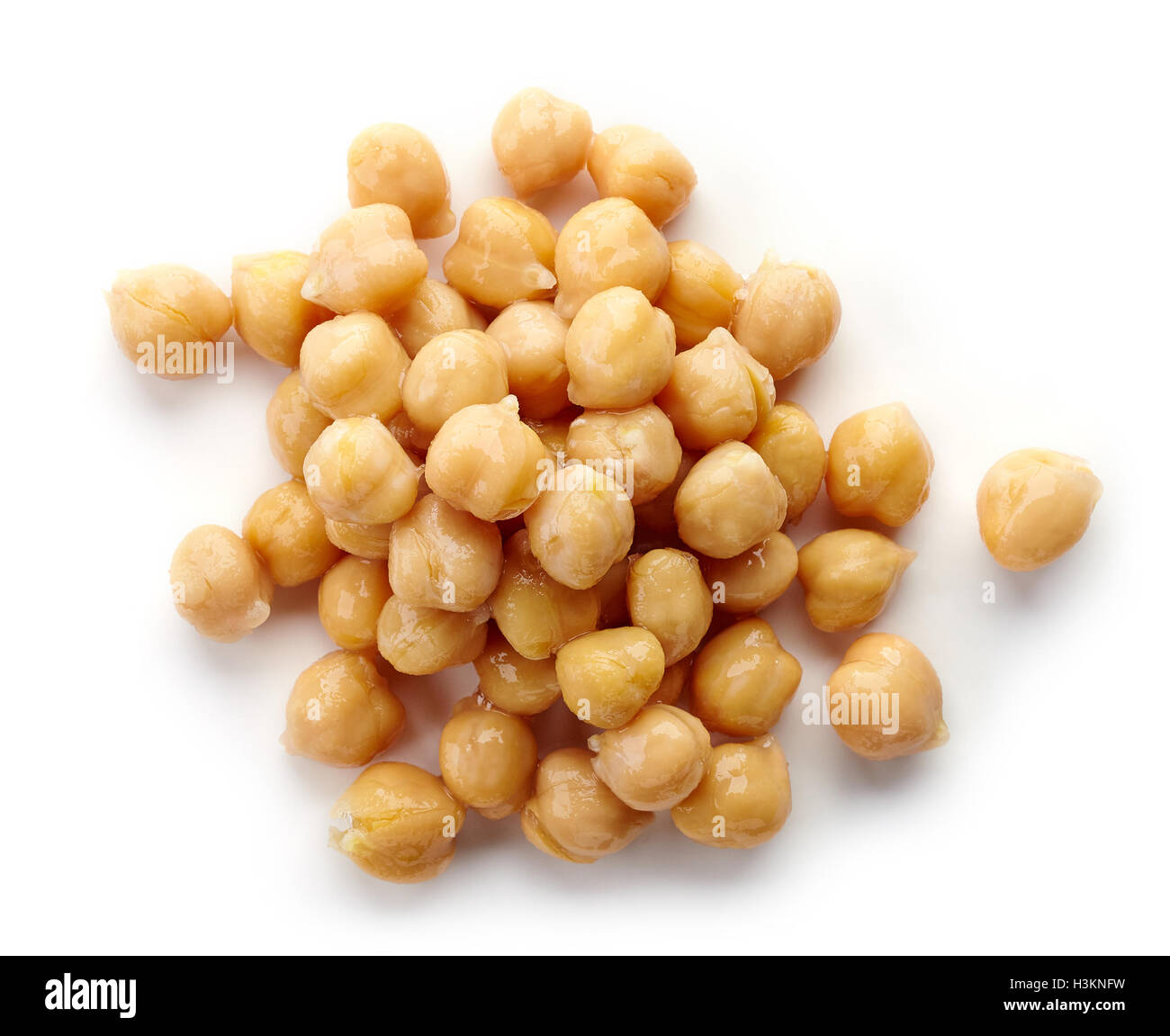 Heap of preserved chickpeas isolated on white background, top view ...