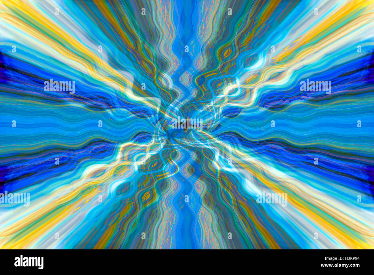 Abstract tangled blue and yellow wavy lines background Stock Photo - Alamy